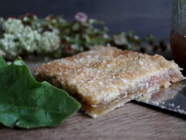 Rabarbersnitter | Opskrift på lækre bagte snitter med rabarber