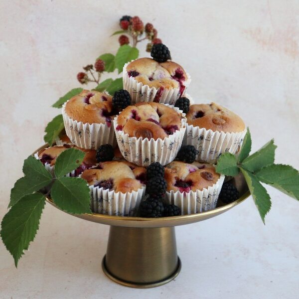 Brombærmuffins med hvid chokolade | Opskrift på saftige muffins